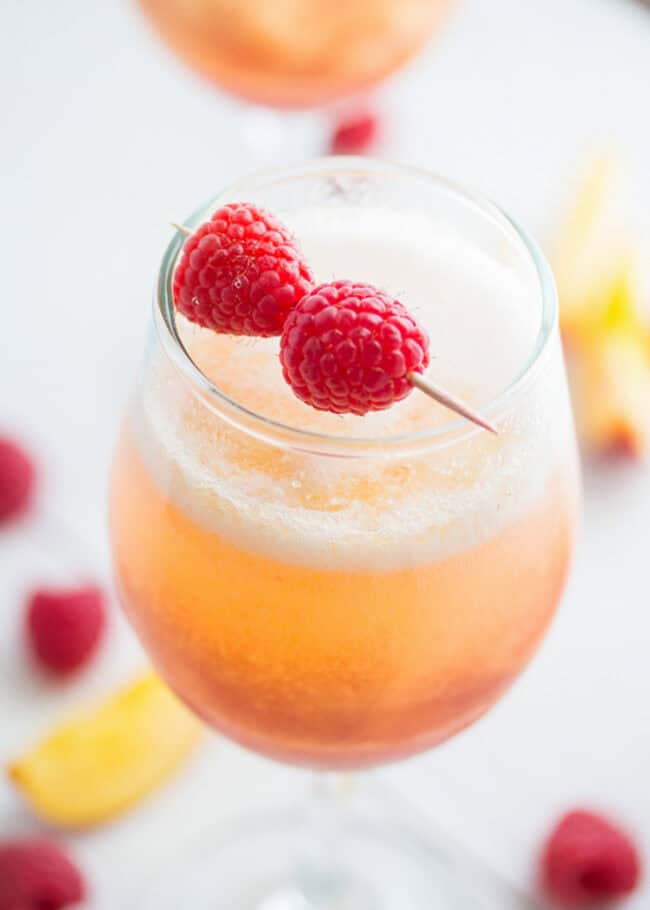 Peach Raspberry Bellinis | Sweet Peas & Saffron