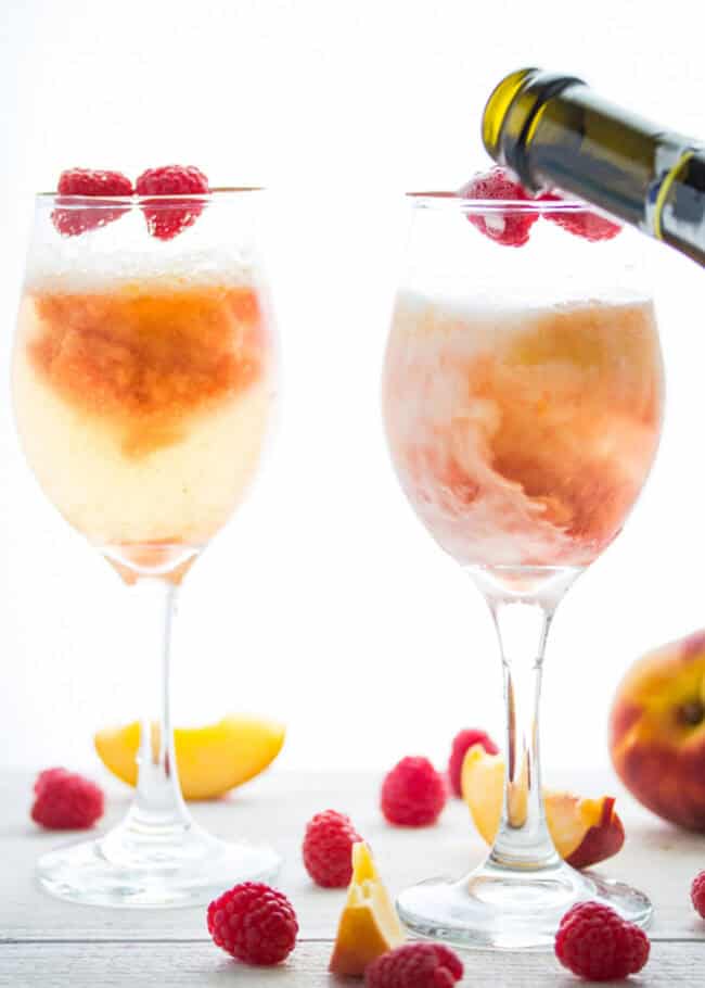 Peach Raspberry Bellinis | Sweet Peas & Saffron