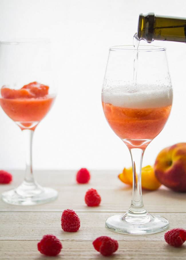 Peach Raspberry Bellinis | Sweet Peas & Saffron