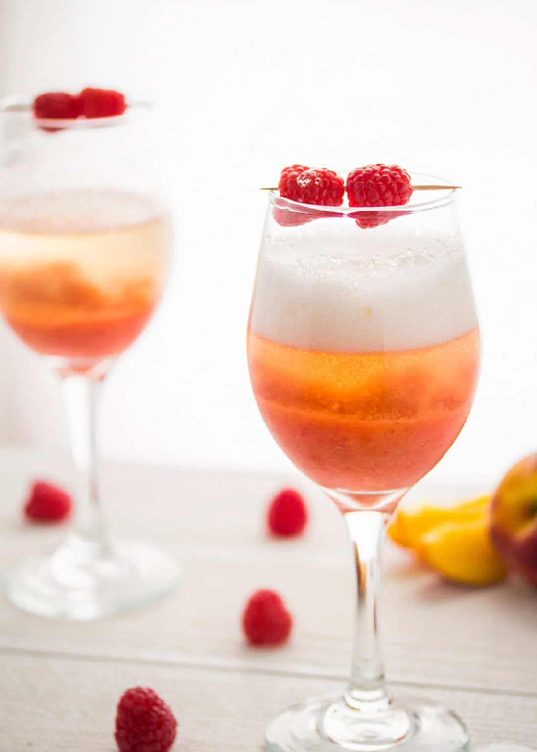 Peach Raspberry Bellinis | Sweet Peas & Saffron