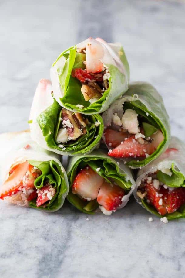 Strawberry Spinach Spring Rolls - Sweet Peas and Saffron