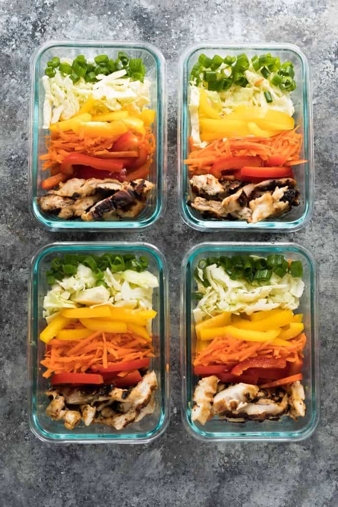 Satay Chicken Meal Prep Lunch Bowls - Sweet Peas and Saffron